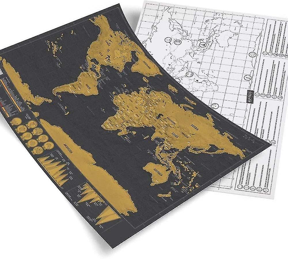 Scratch Off World Map For Travelers Black And Gold Map 82 X 59 Cm ...