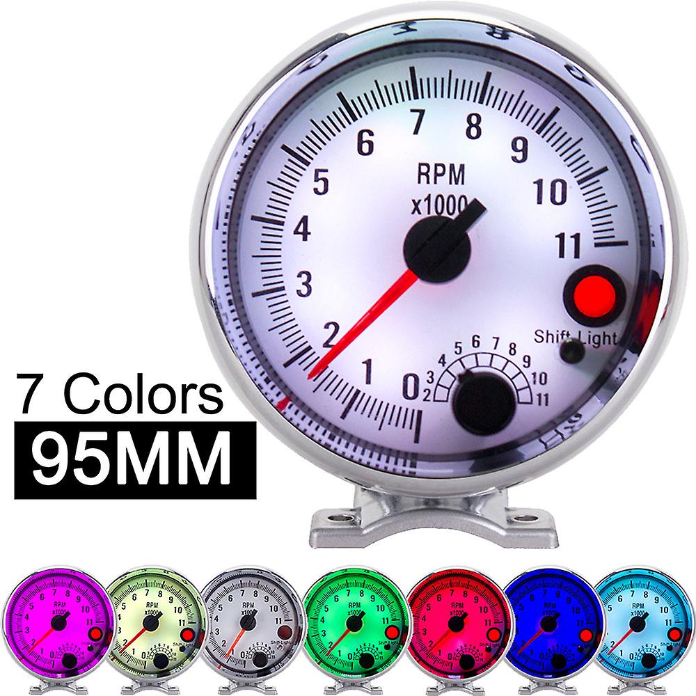 95mm Tachometer Car Gauge 7 Colors Tacho Gauge 0-11000 Rpm Meter High ...
