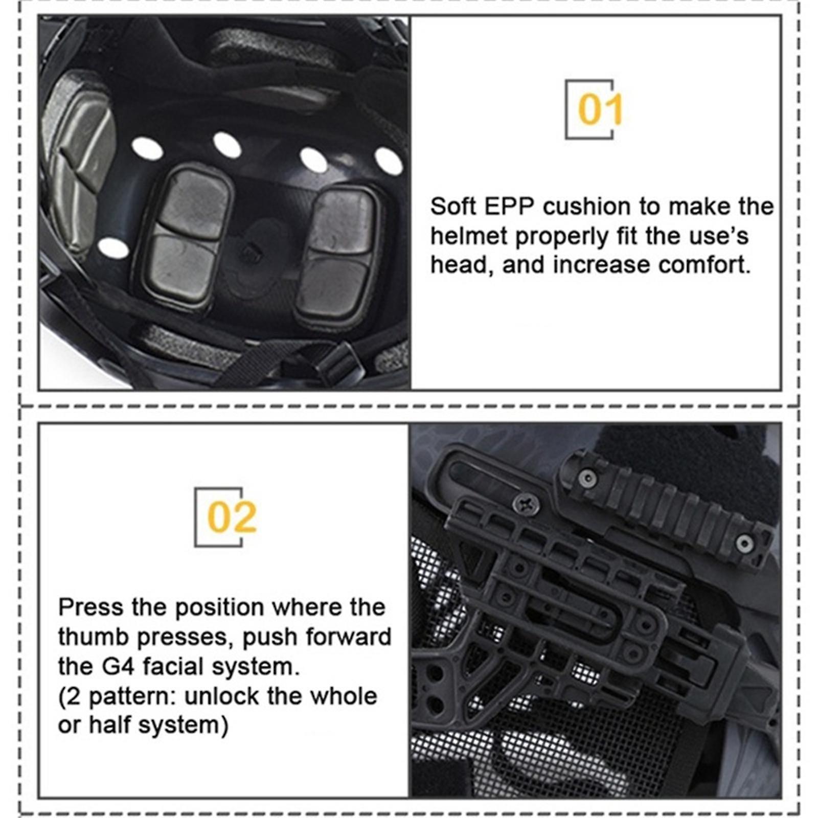 Tactical Airsoft Paintball Protect Combat FAST Helmet Black | Fruugo AU