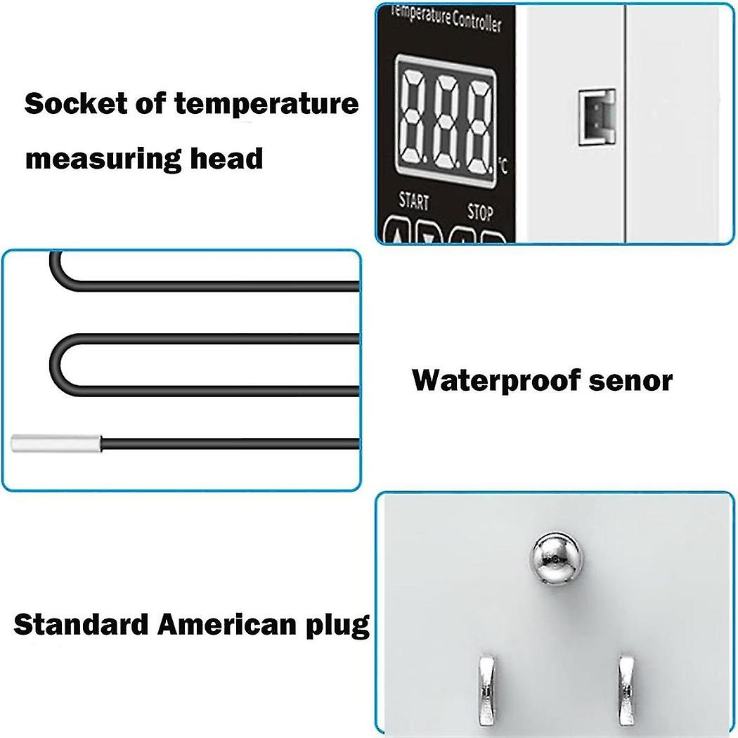 Digital Thermostat Plug Socket Lcd Screen Temperature Controller With Waterproof Sensor Probe
