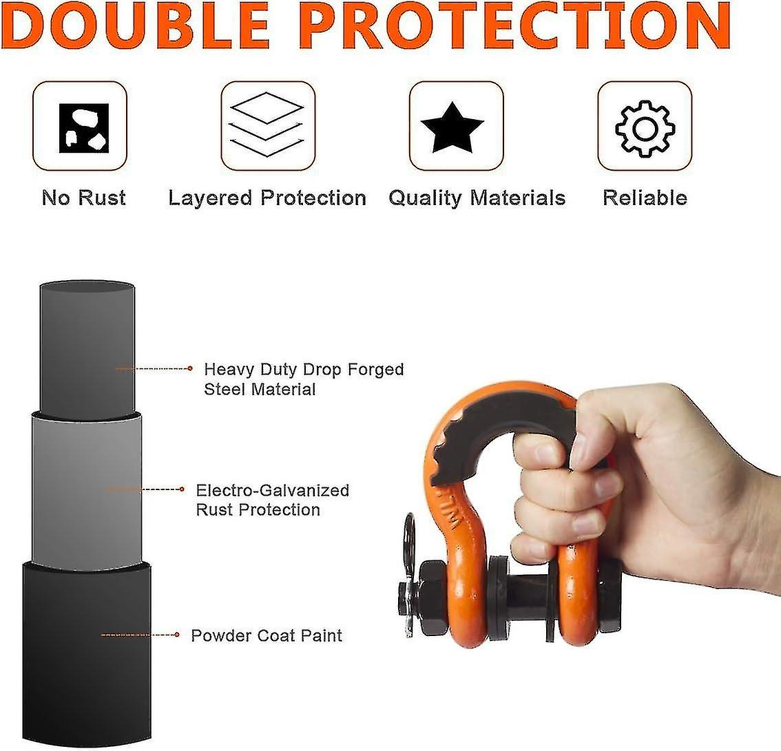 Shackles 3/4 Inch D Ring Shackle (2 Pack) 45,000lb Break Strength With ...