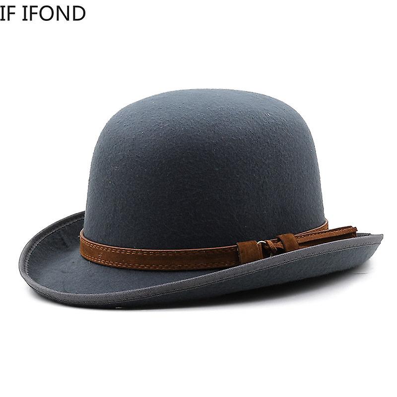 New Black Felt Derby Bowler Hat For Men Women Autumn Winter Fashion ...