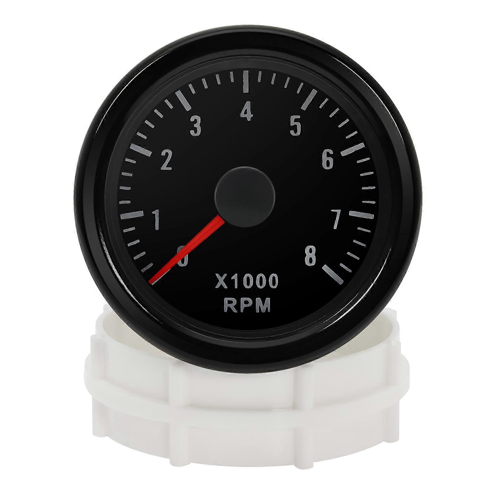 52mm Auto Tachometer White LED 0-8000 RPM Meter Car Gauge 1-8 Cylinders ...
