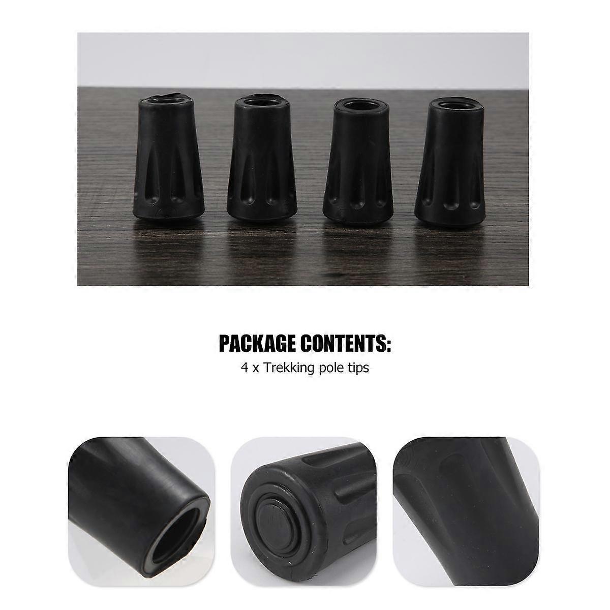 4 pcs Replacement Rubber Tips End for Hiking Stick Walking Trekking ...