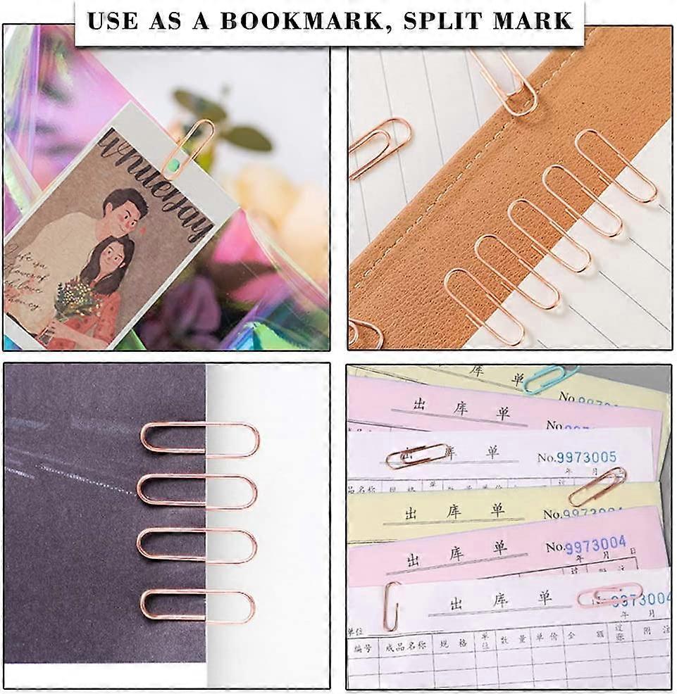 200 Pcs Rose Gold Paper Clips, 1.1" (28mm) Smooth Finish Steel Wire ...