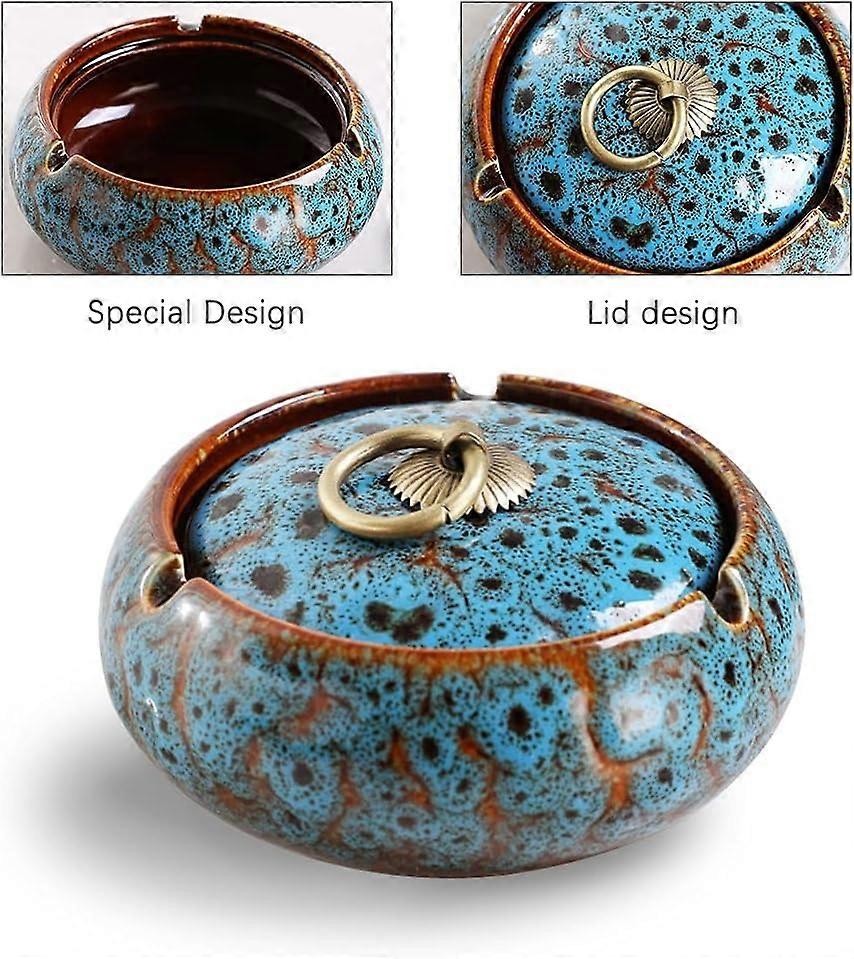 2025 New Ashtray with lid, cigarette ceramic ashtray, outdoor with lid ...