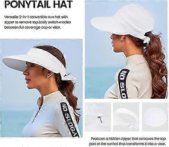 Hats for Women UPF 50+ UV Sun Protective Convertible Beach Visor Hat ...