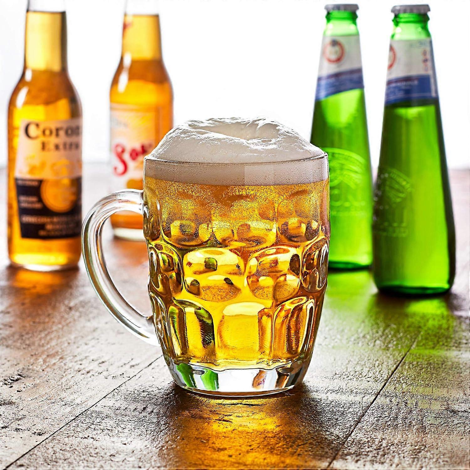 4 Set Pint Dimple Mugs Gift Boxed - 568 Millilitres Glass Beer Cups for ...