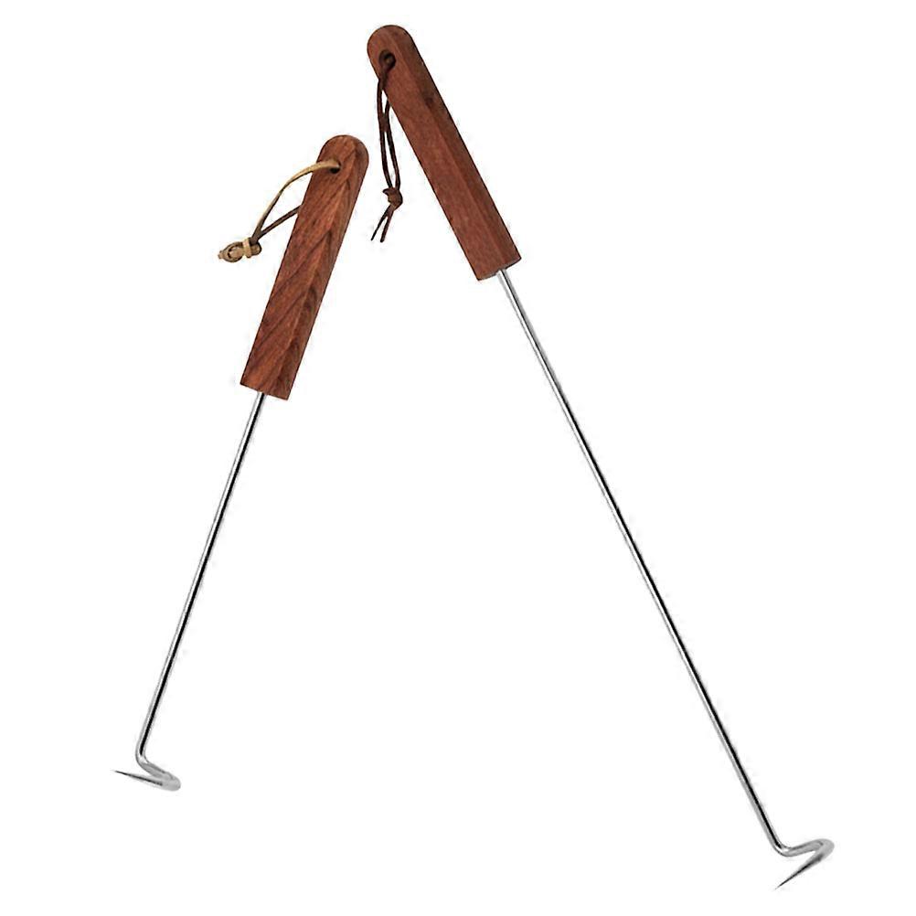 Grilling Meat Hook Bbq Food Flipper Stainless Steel Wood Meat ...
