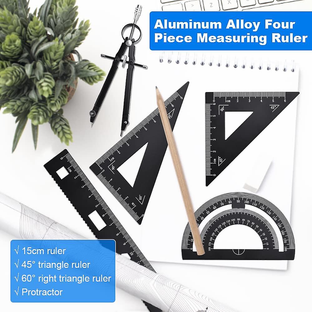 Geometry Set Aluminum Alloy Ruler Set Geometry Compass Set Math Ruler ...