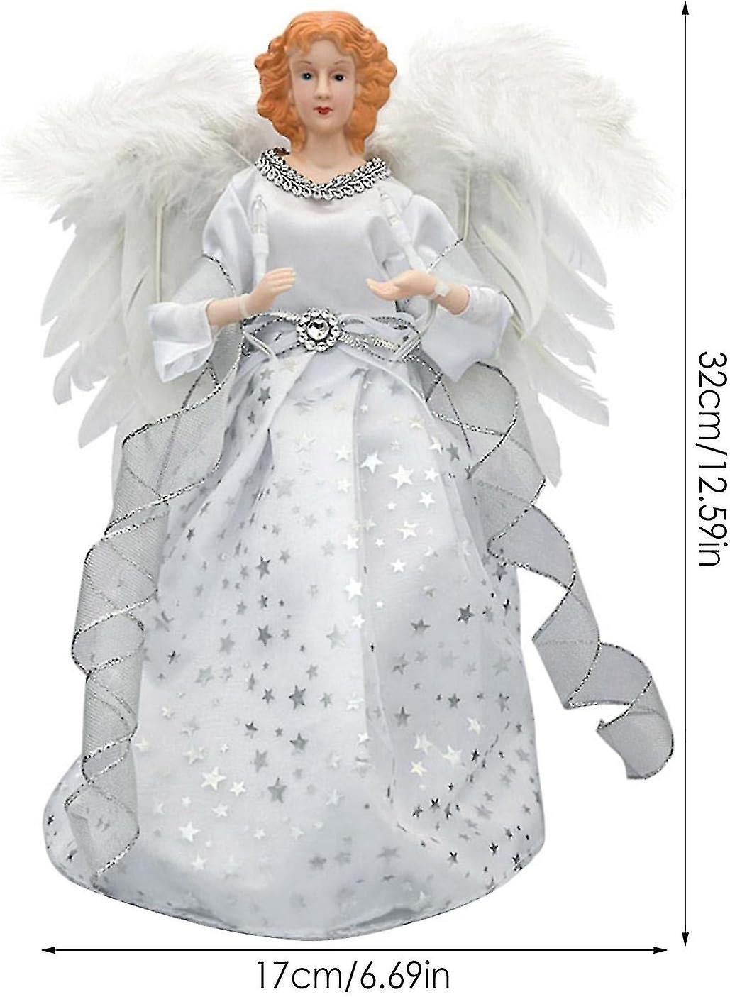 Tree Topper Angel With Lights,3d Led Angel Tree Topper, Standing White ...