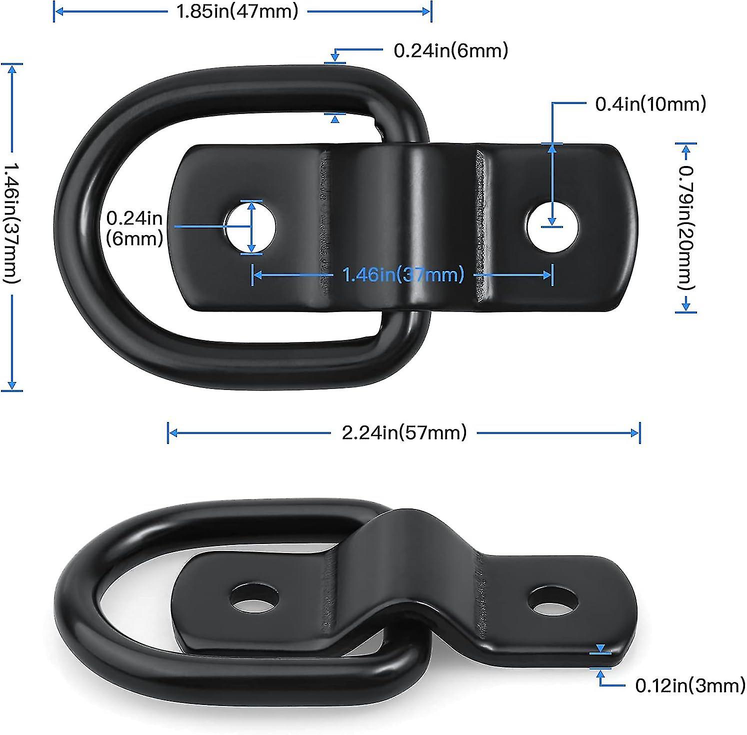 Set of 6 Tie Down Rings with Screws and Brackets - D Pull Lashing Hook ...