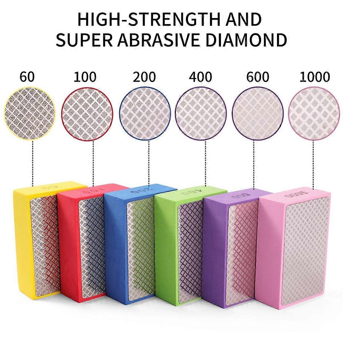 6PCS Diamond Hand Polishing Pads,60/100/200/400/600/1000 Diamond ...