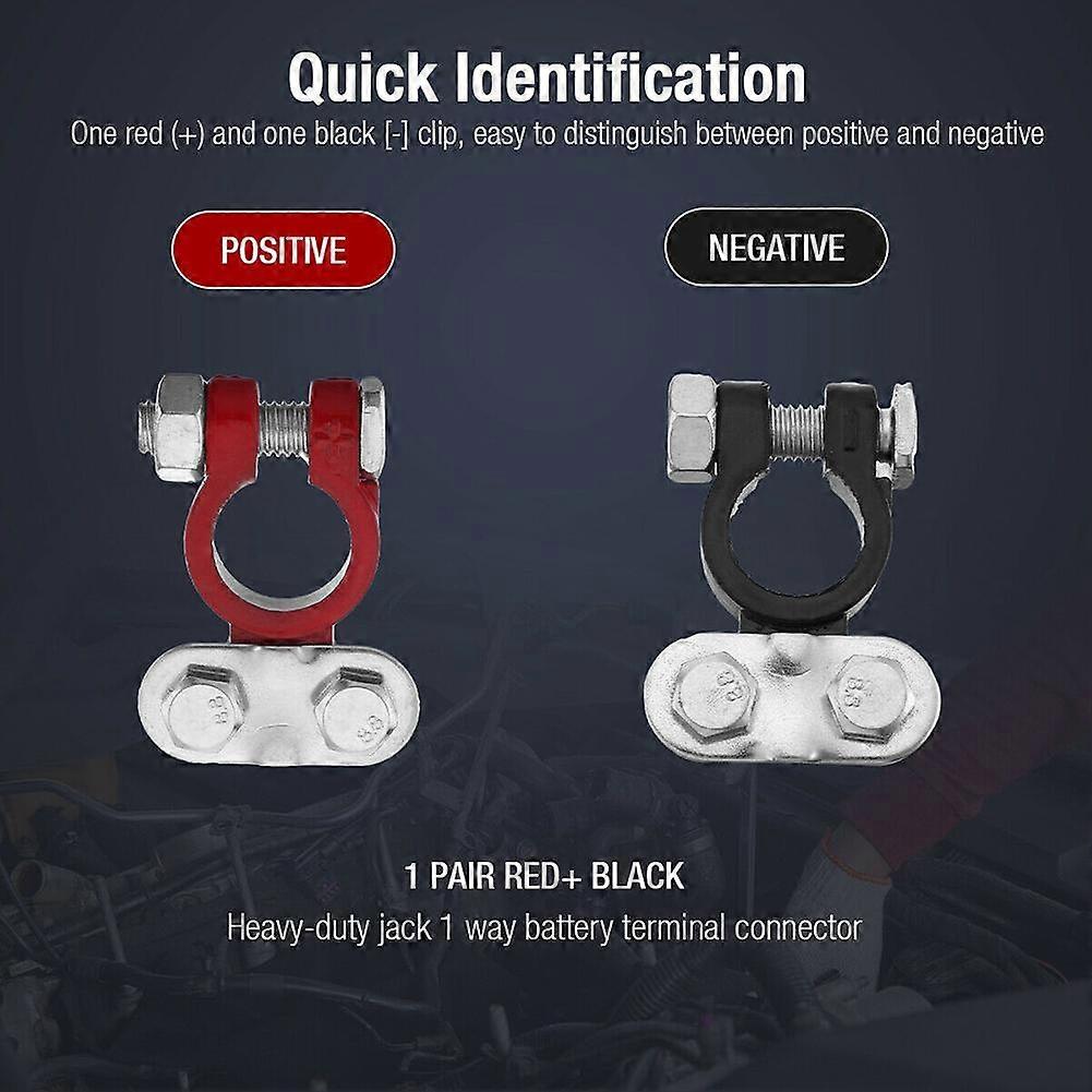 2 Pcs Car power connector Battery Terminal Positive And Negative Pole Post Heavy-duty Clamp Clip ...