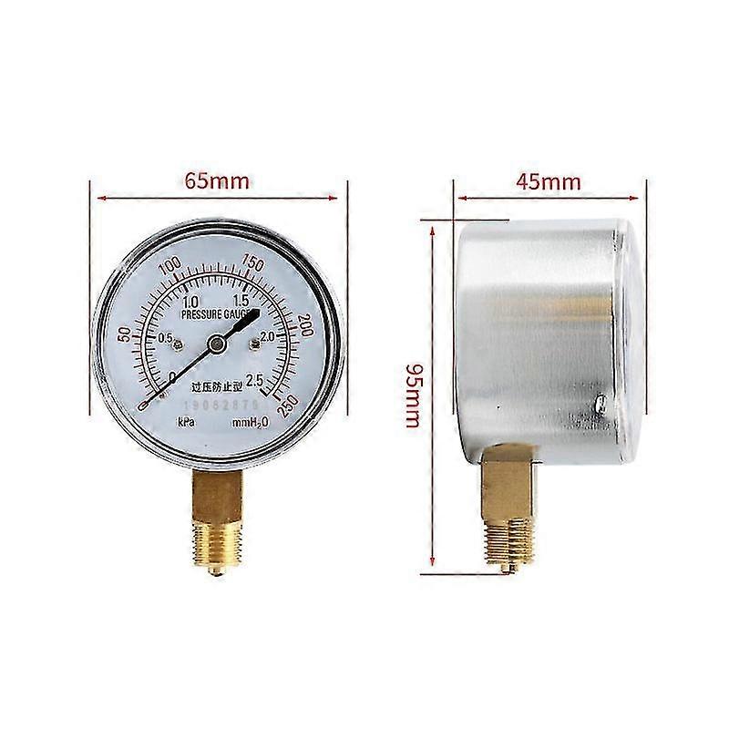 -4/-6/-10/-16/-25/-40 ~0 Kpa bellows pressure gauge vacuum pressure ...