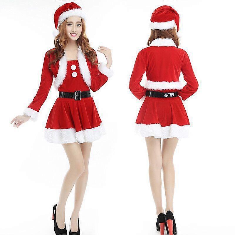 Women Christmas Costume Set Mrs Santa Claus Dress Party Outfits Holiday ...