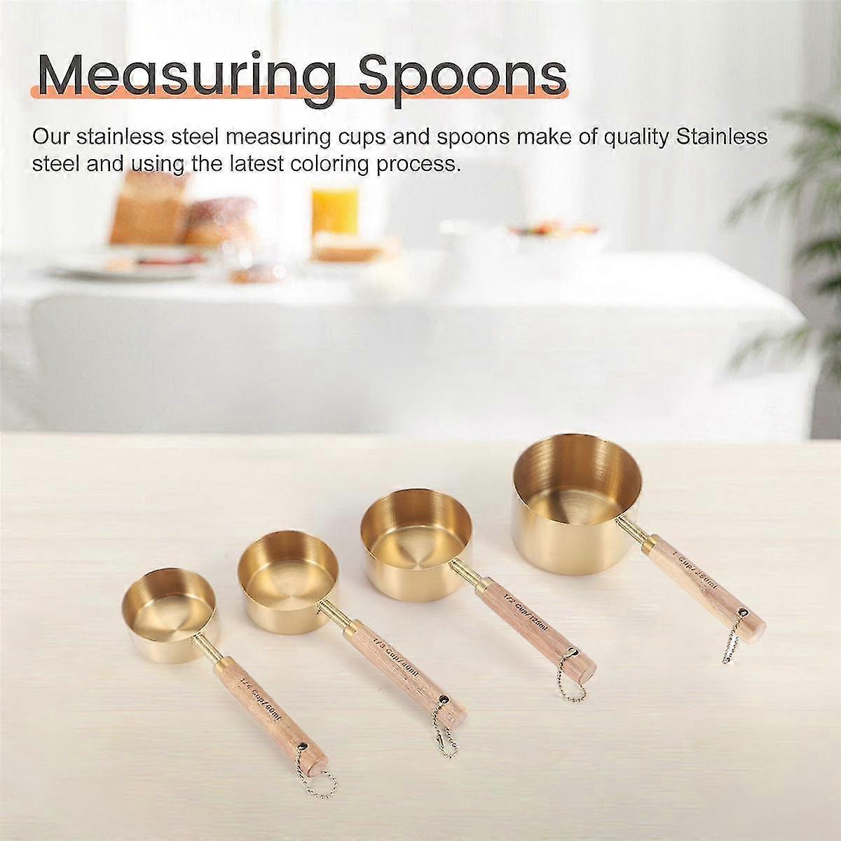 8 Piece Measuring Cups Set And Measuring Spoons, With Fragrant Wood ...