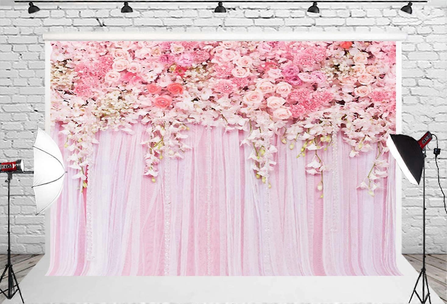 Other Wall Decor 200x150cm Rose Floral Backdrop Thin Vinyl Rose Curtain ...