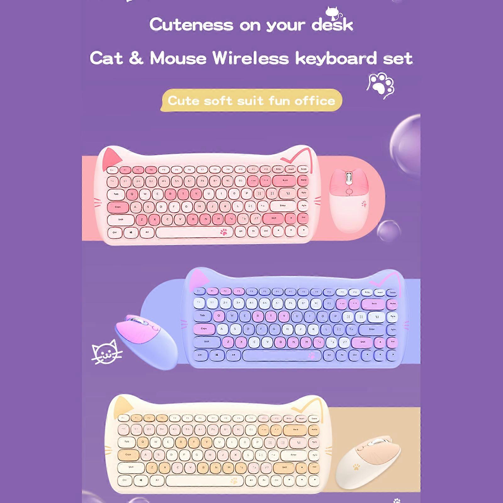 2.4G Wireless Keyboard and Mouse Combo Sweet 84 Keys Keyboards and Mice ...