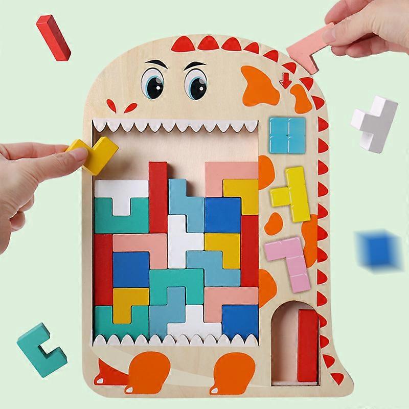 Wooden Cube Stacking Game With Multi-coloured Brick Brain Teaser Tetris ...