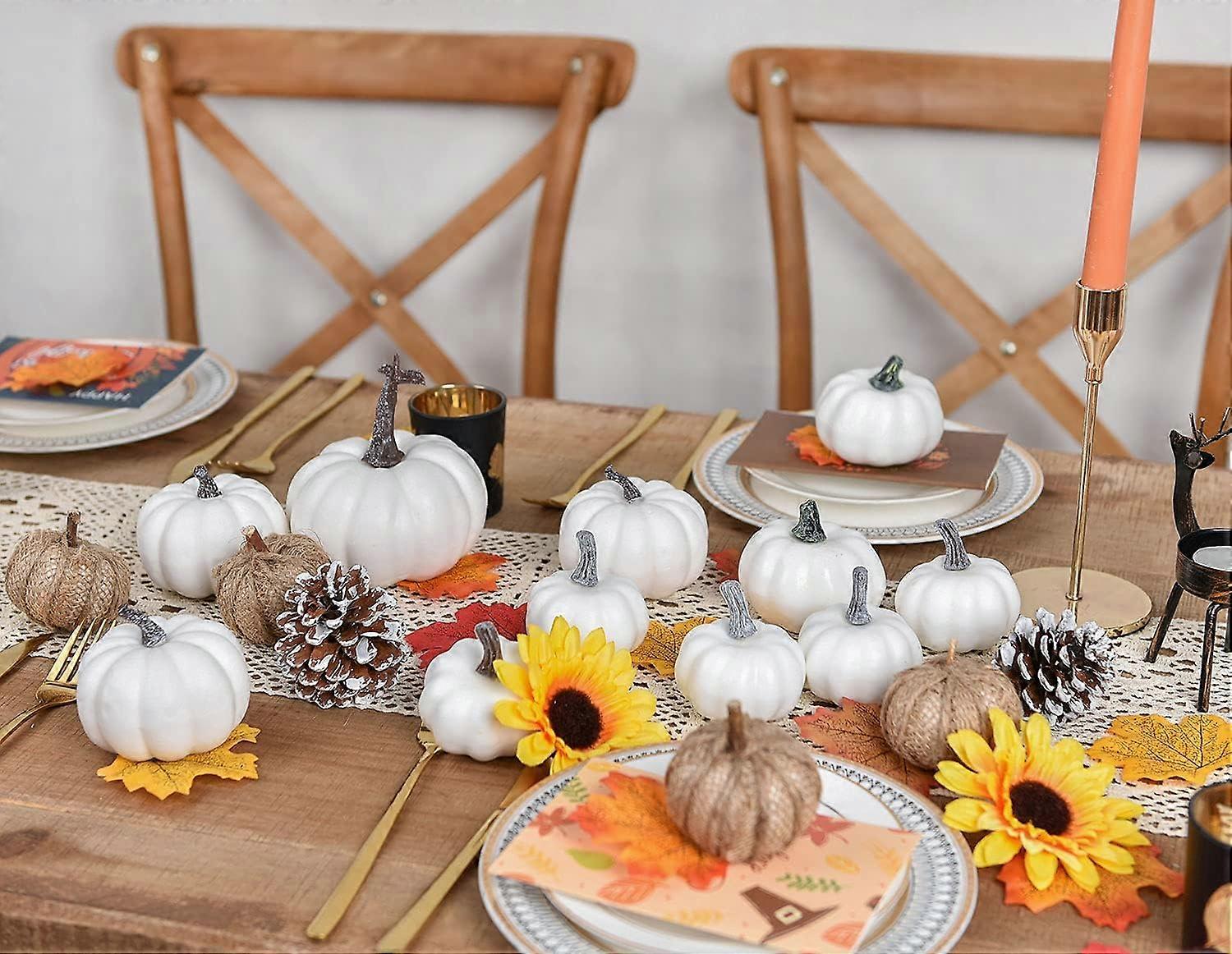 Artificial Pumpkins Set Harvest Decoration, 15pcs Assorted Size and ...