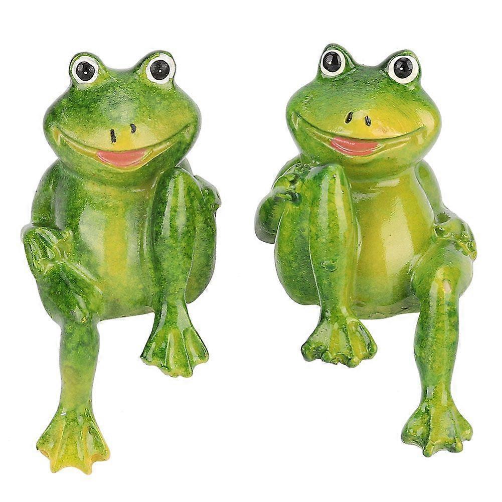 2pcs Resin Frogs Statue Outdoor Garden Decoration Sculpture For Home ...