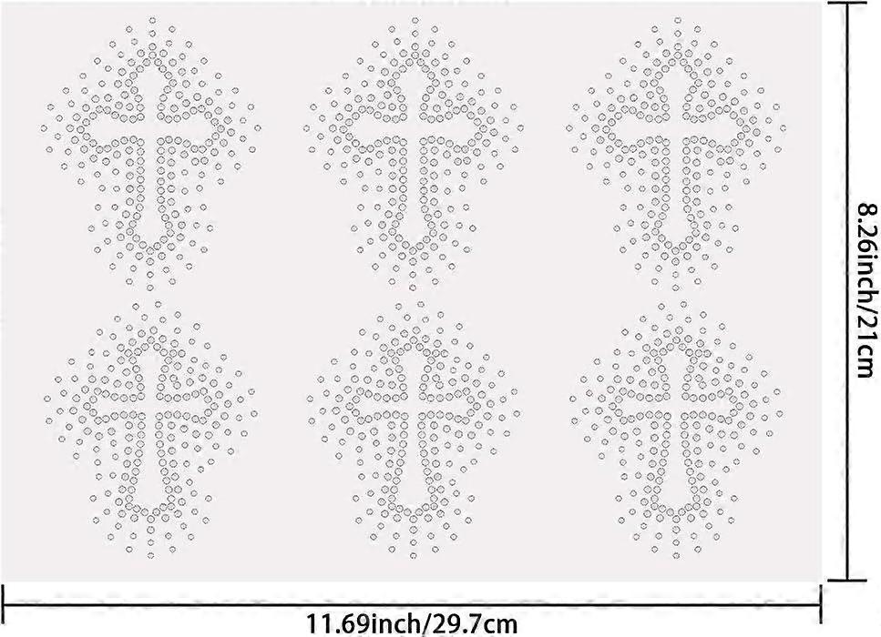 Rhinestone Iron on Hotfix Heat Transfer 6pcs Crosses Decal Bling ...