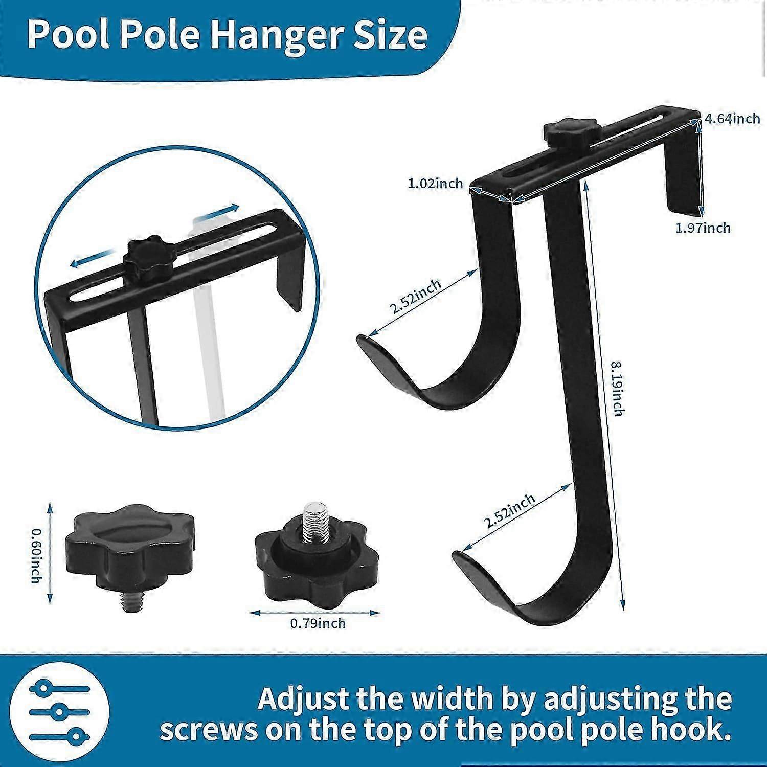 Adjustable Aluminum Pool Pole Hanger,Pool Fence Hooks for Pool Poles ...