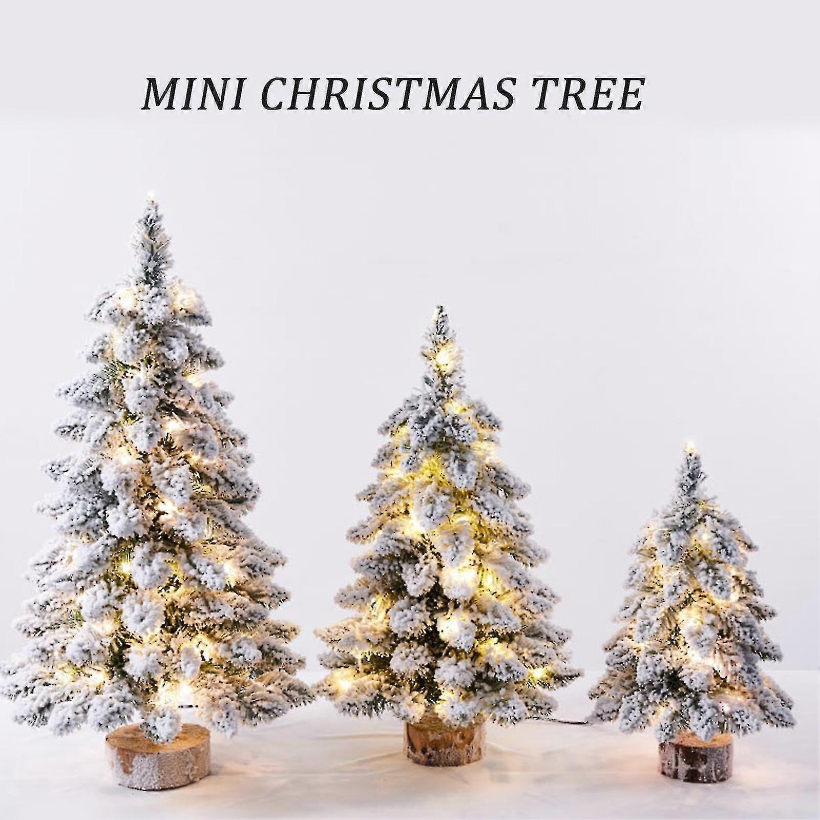 Xmas Prelit Tabletop Christmas Tree With Led Lights And Wood Base For ...