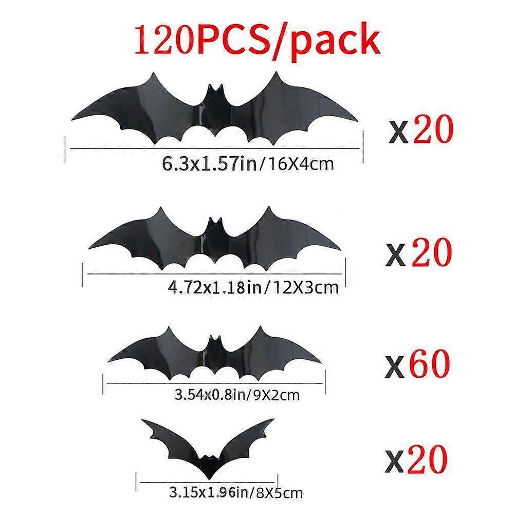 120PCS Bats Wall Decor, 3D Bat Halloween Decoration Stickers for Home ...