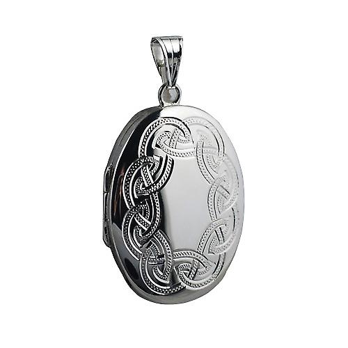 Silver 35x26mm hand engraved Celtic design oval Locket | Fruugo UK