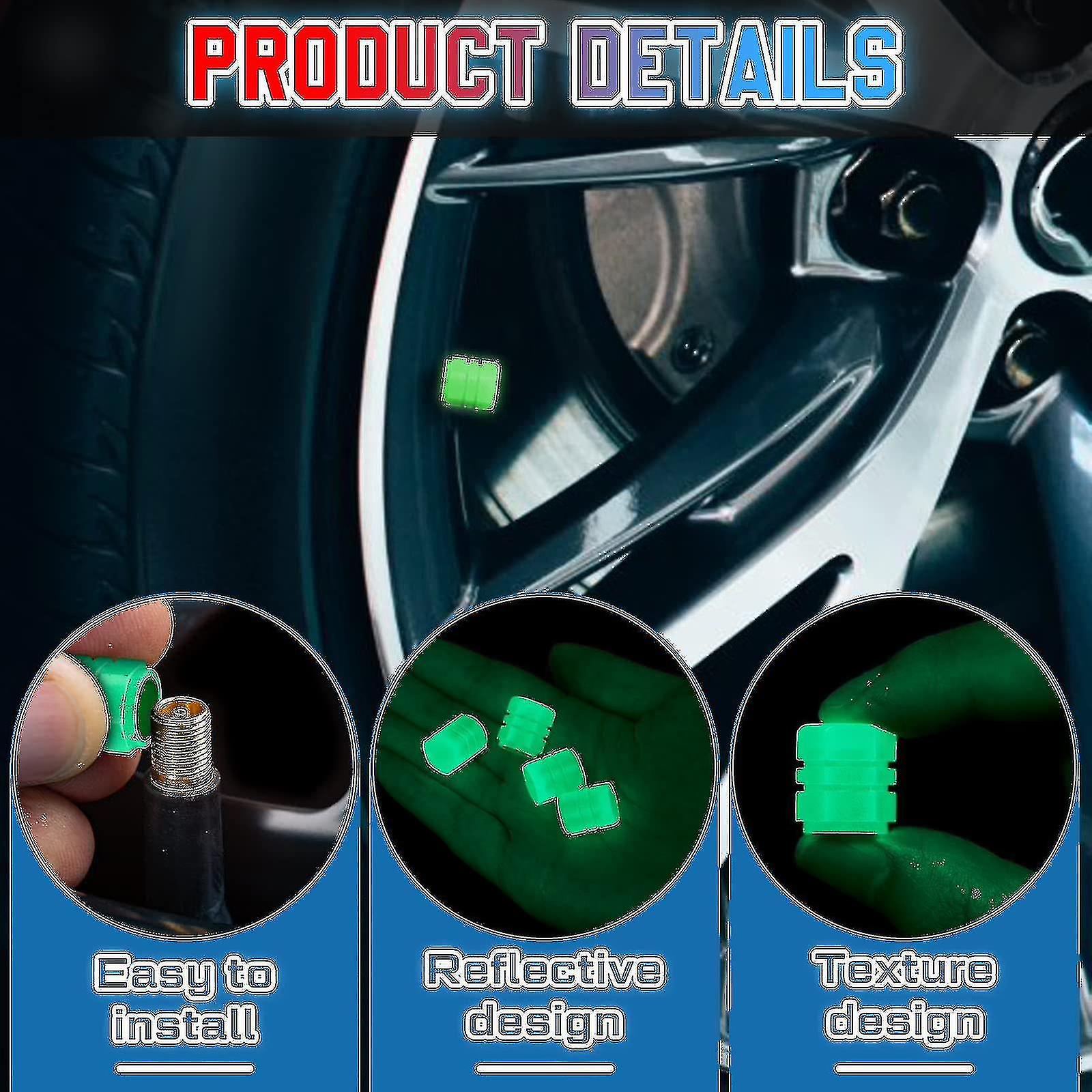 20 Pcs Glow In The Dark Tire Valve Caps Fluorescent Stem Car Universal ...