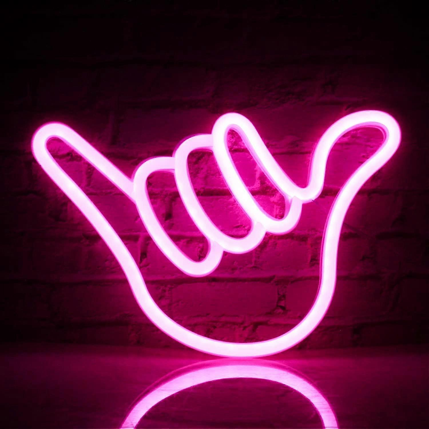 Neon Sign Finger Gesture Neon Light Pink Led Neon Light Sign Rock Hand ...