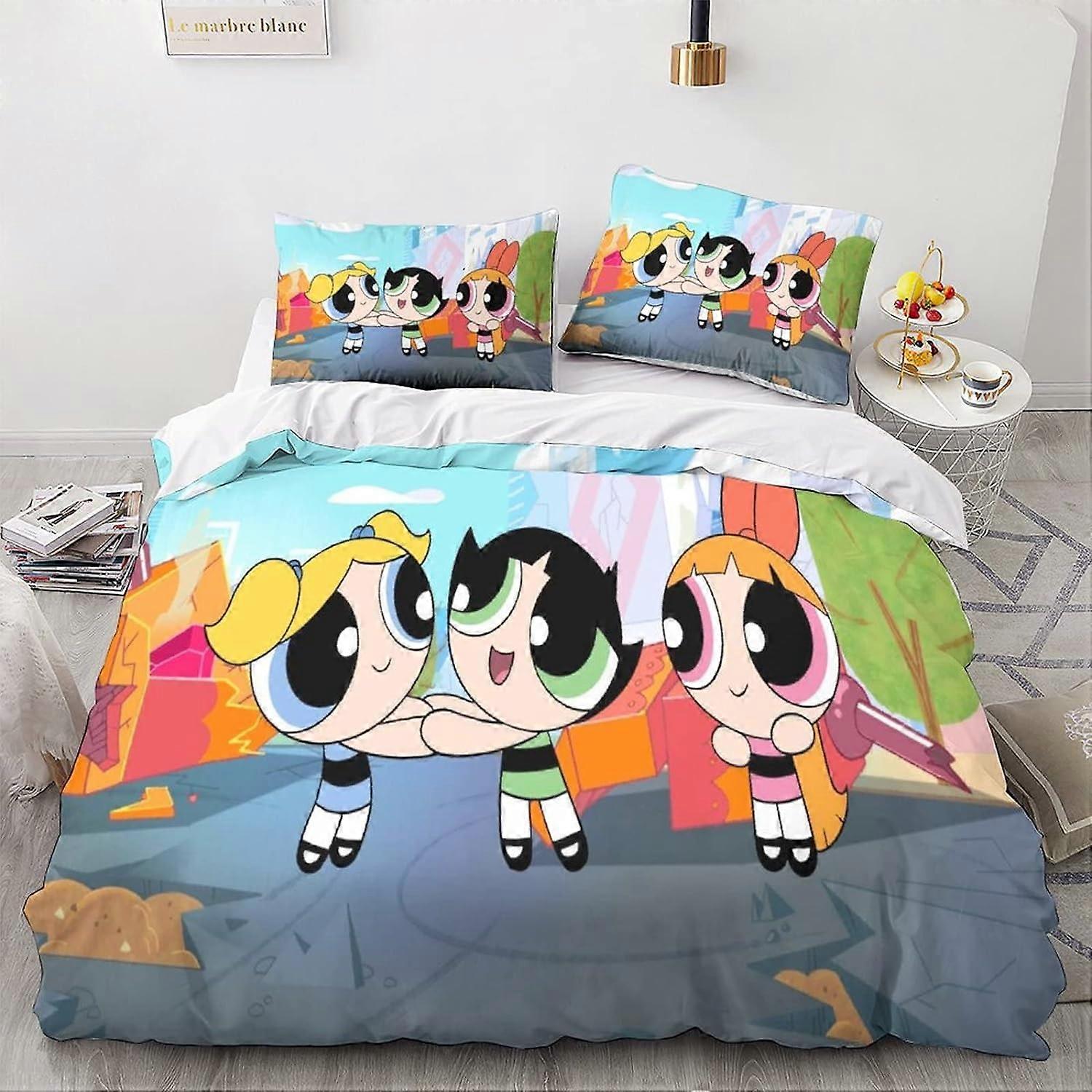 3pcs Powerpuff Girls Duvet Cover 3D Printed Pillowcase Bed Linen ...