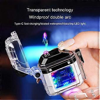 Electronic Rechargeable Lighter, Electric Lighter, Transparent Double ...