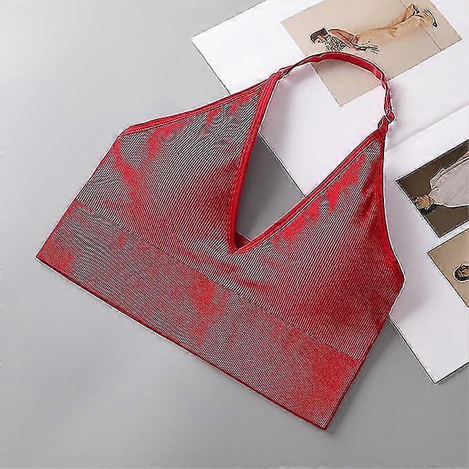 Women's Halterneck Sports Bra Backless Deep V Neck Sports Bra Padded ...