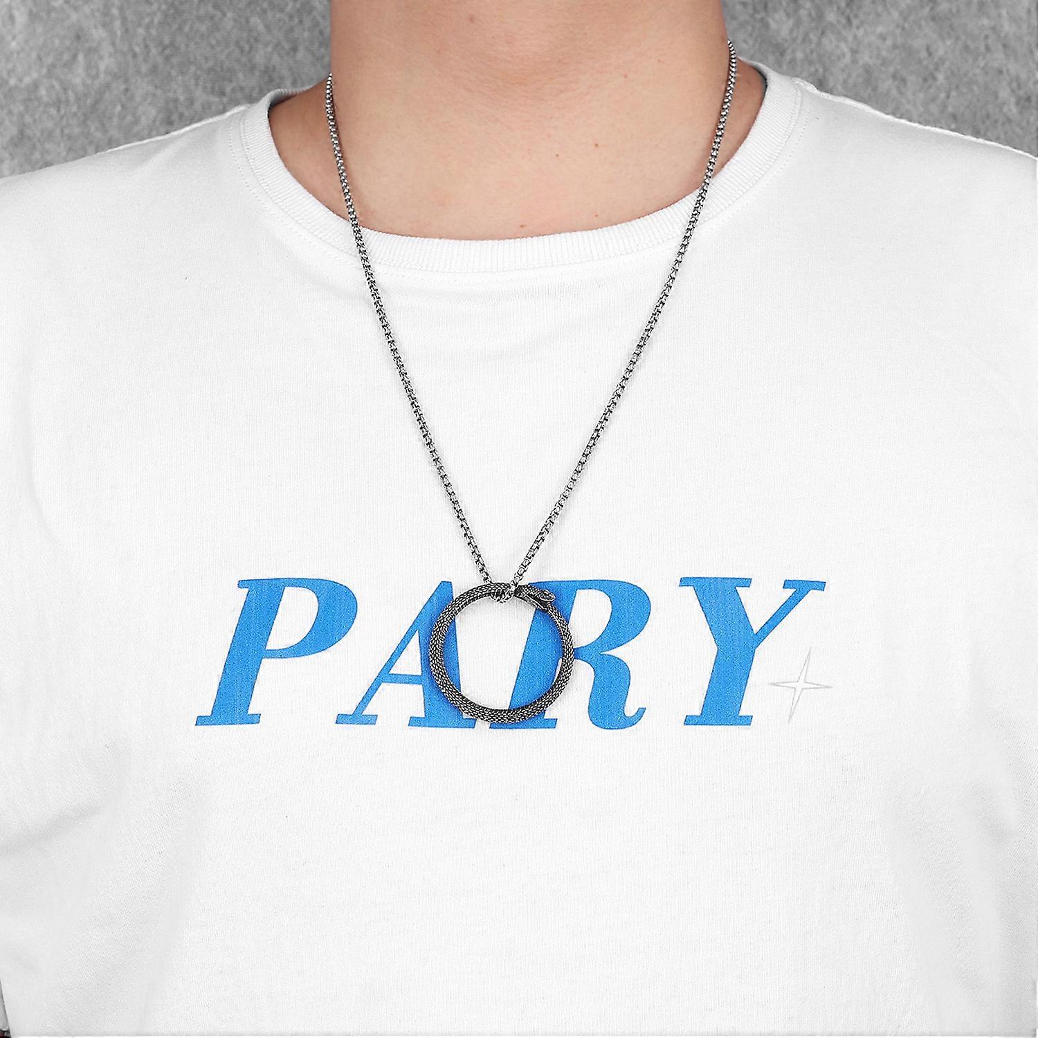 Ouroboros Snakes Pendant Men Simple Necklace 316L Stainless Steel ...