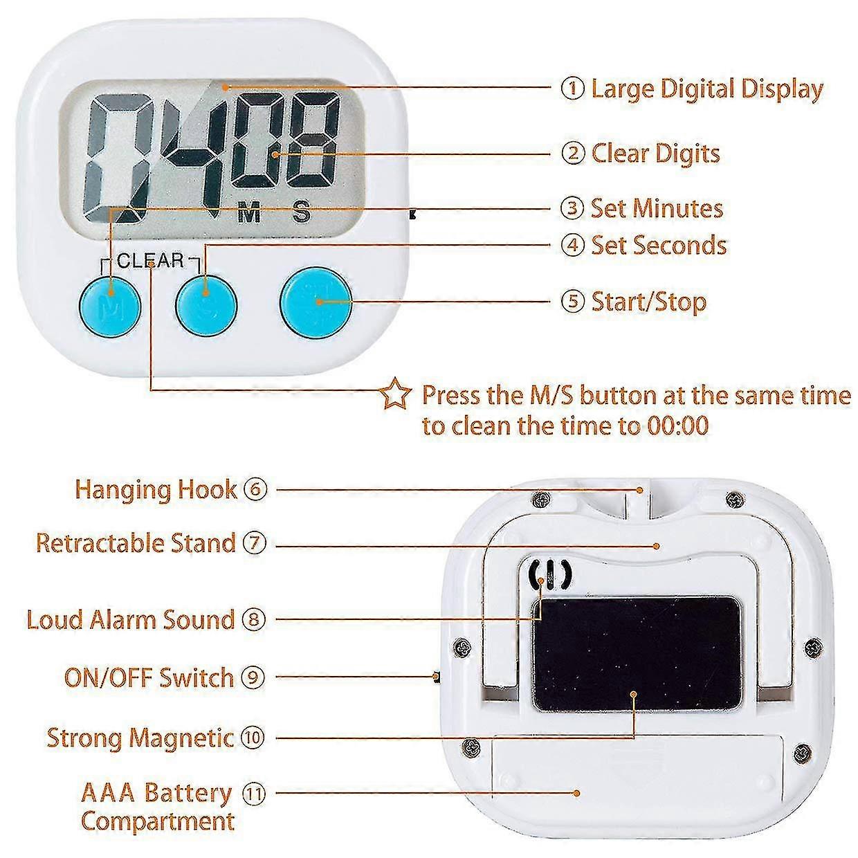 12 Pack Digital Kitchen Timer With On/off Switch, Loud Alarm | Fruugo UK