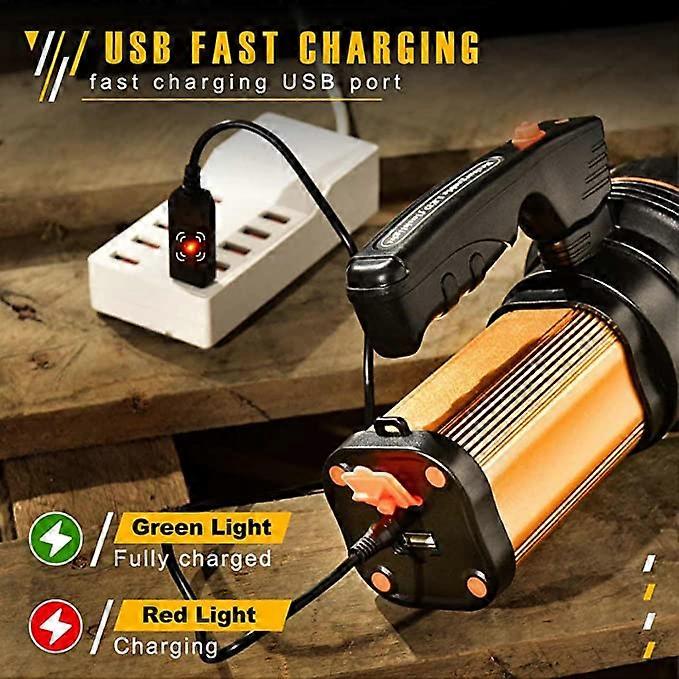 LED Rechargeable Handheld Searchlight High-Power Super Bright 9000 MA ...