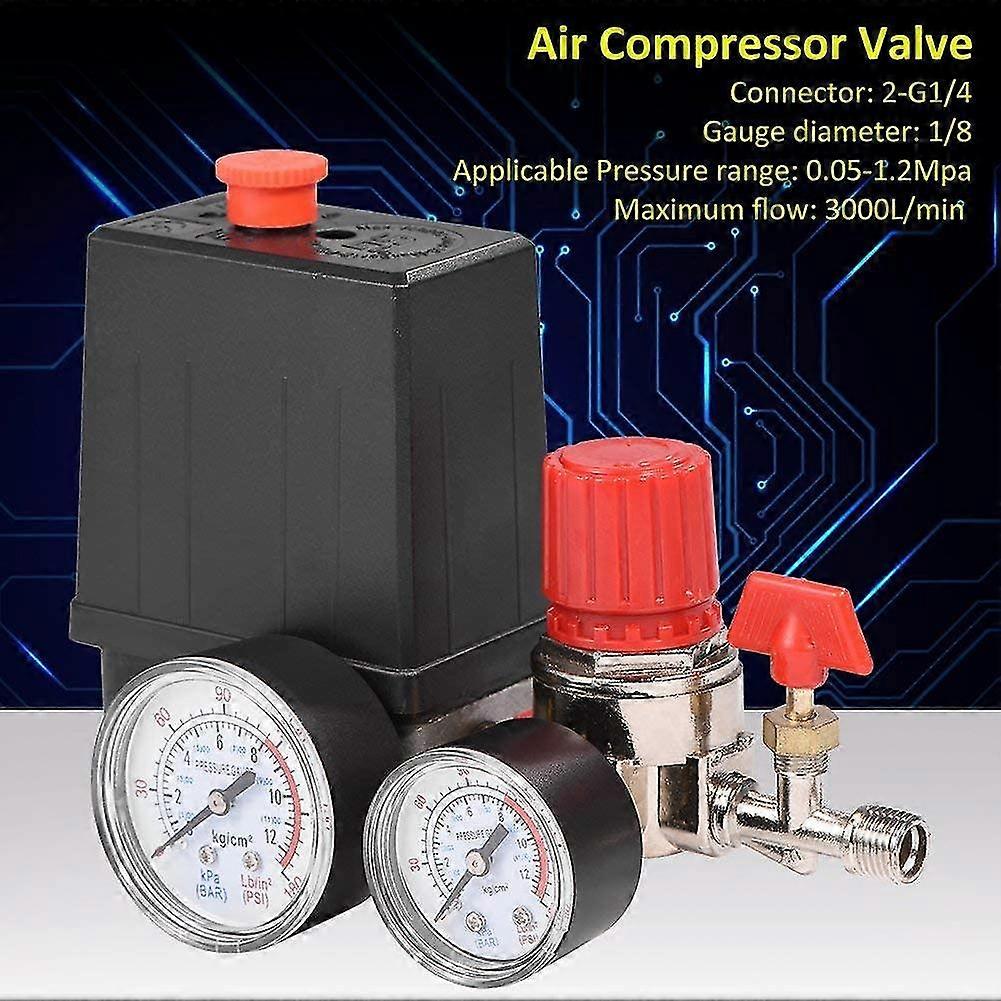 Air Compressor Pressure Switch Pressure Valve Switch Air Compressor With Regulators Gauge ...