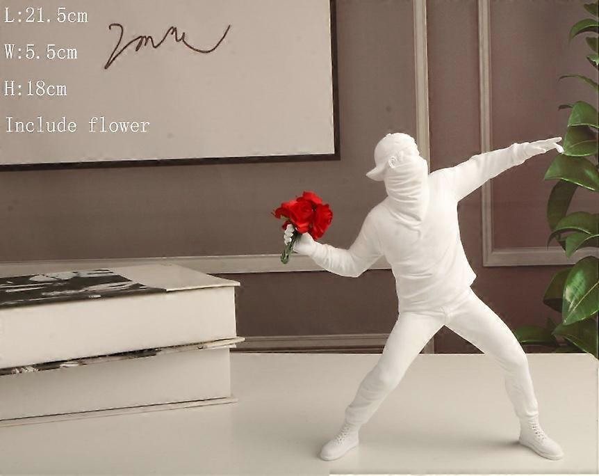 Banksy Flower Throwing Boy Resin Art Figure Sculpture Creative Living ...