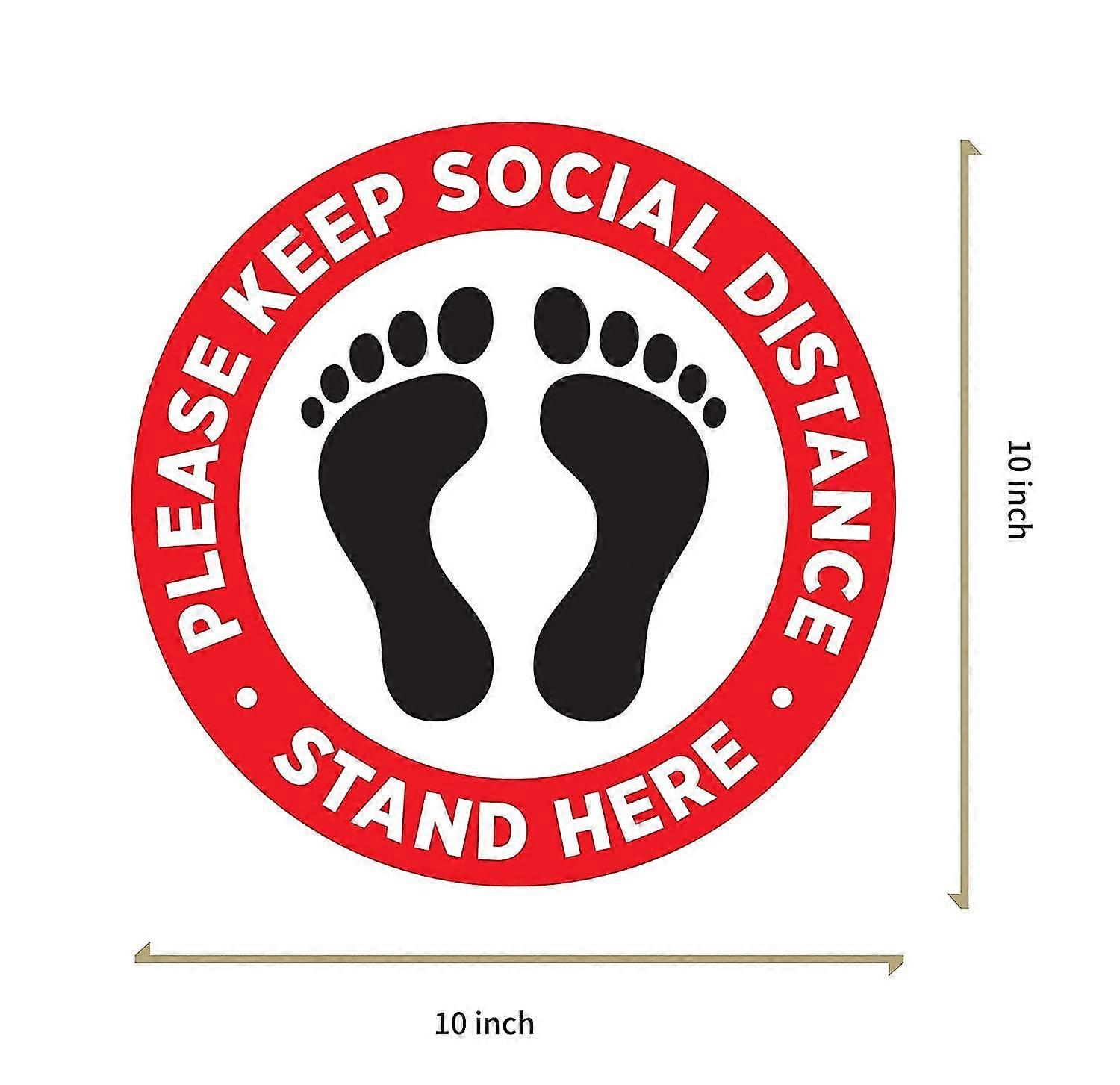Social Distancing Floor Signs Decals [10 Pack]stand Here Floor Stickers ...