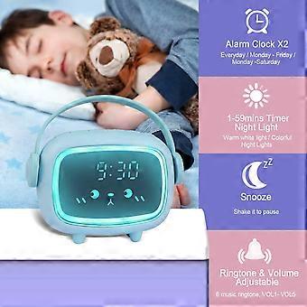 Blue-Cute Kids Girls Boys Digital Alarm Clock,Cute Alarm Clock 2 Alarms ...