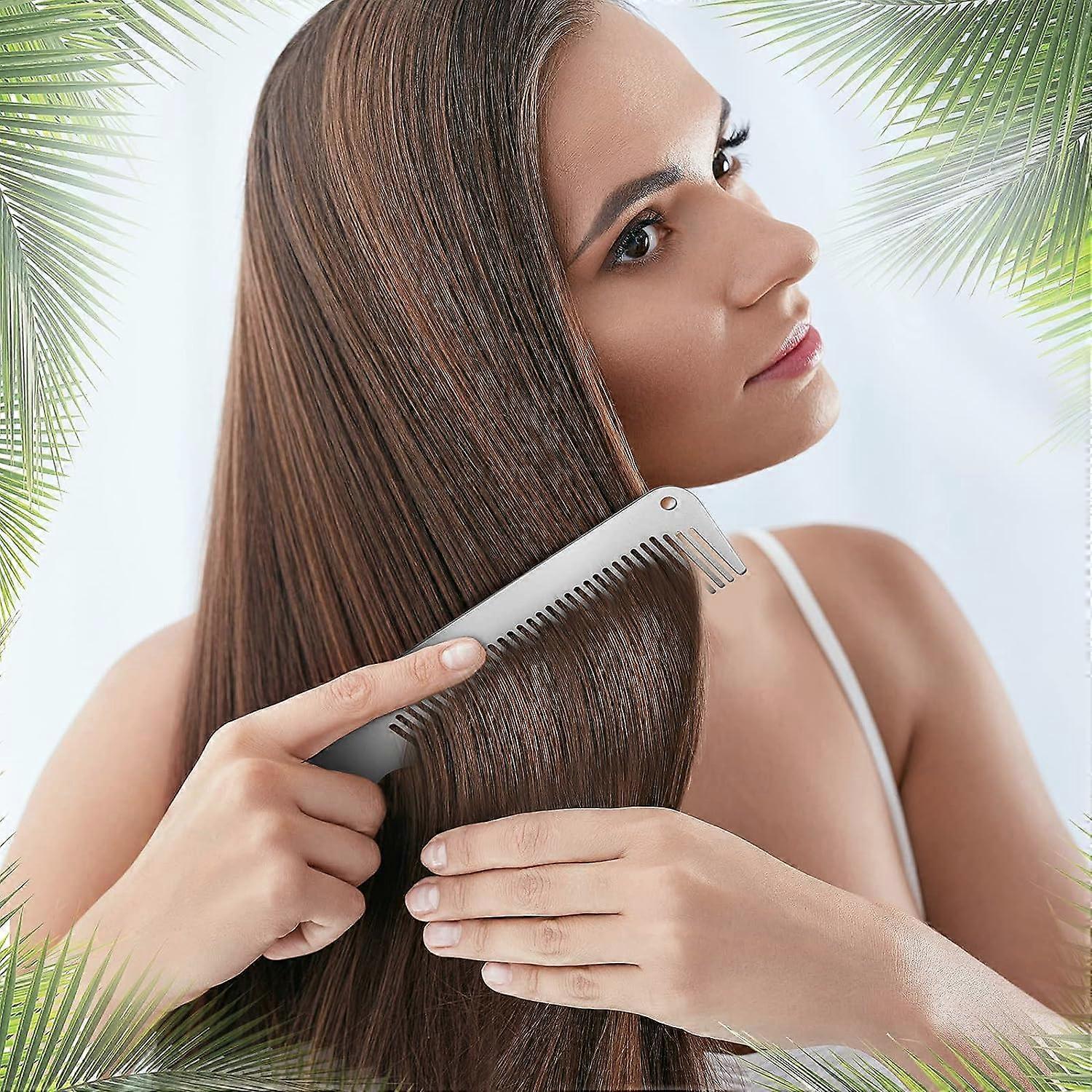 2 Pieces Metal Comb Set Metal Barber Comb Stainless Steel Blending Comb ...