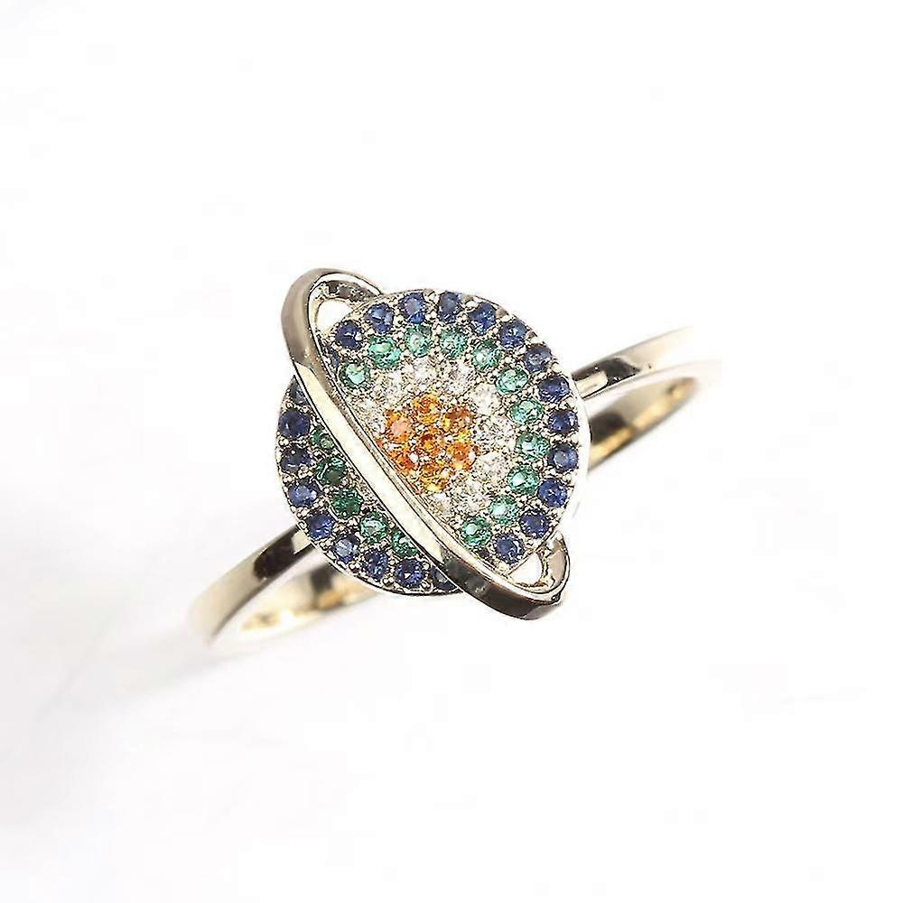 Rotating Color Zirconium Planet Ring Female Turnable Opening Index ...
