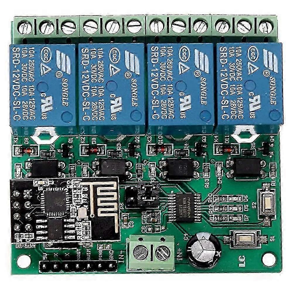 DC 12V ESP8266 4 Channel Relay Board ESP-01 WIFI Module for Smart Home Intelligent Furniture 4 ...