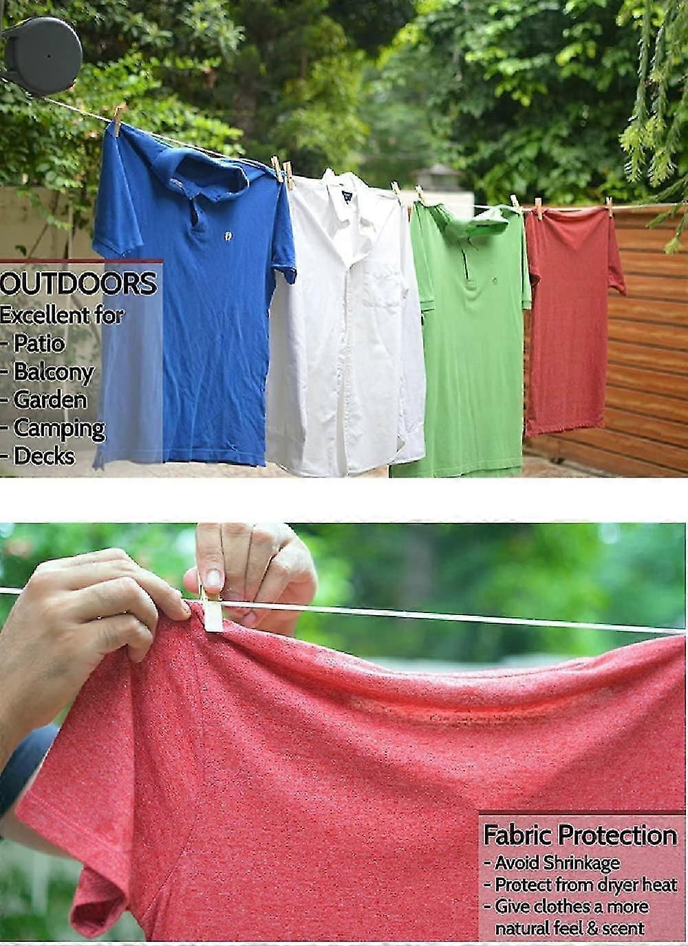 15M Extendable Clothesline, Wall Mounted Expandable Clothesline for ...