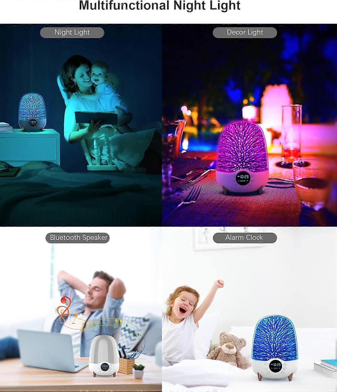 Night Light Bluetooth Speaker Alarm Clock 3D Starry 7 Color Changing ...