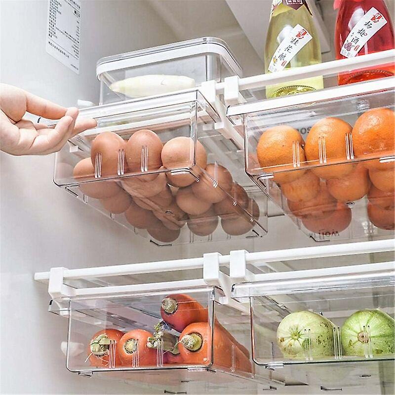 Fridge Storage Bin, Sliding Fridge Drawer Organizer, 8 Compartment ...