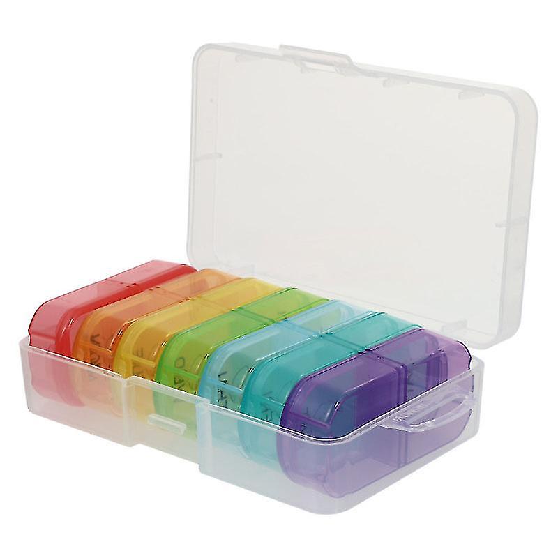 14.3X9.4x4cm Assorted Color Pillboxes 1pc Portable 14 Grids Pill Box ...